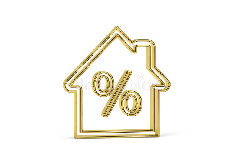 Golden 3d Interest Rate Icon Isolated on White Background Stock ...
