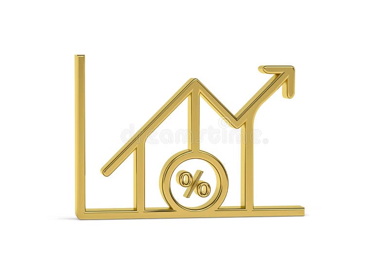 Golden 3d Interest Rate Icon Isolated on White Background Stock ...