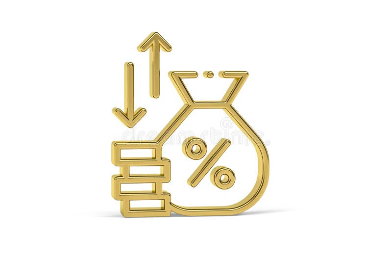 Golden 3d Interest Rate Icon Isolated on White Background Stock ...