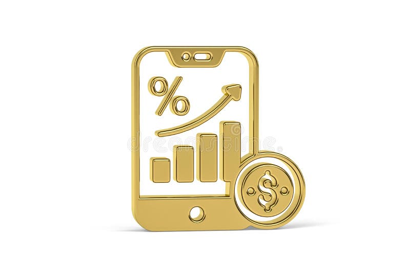 Golden 3d Interest Rate Icon Isolated on White Background Stock ...