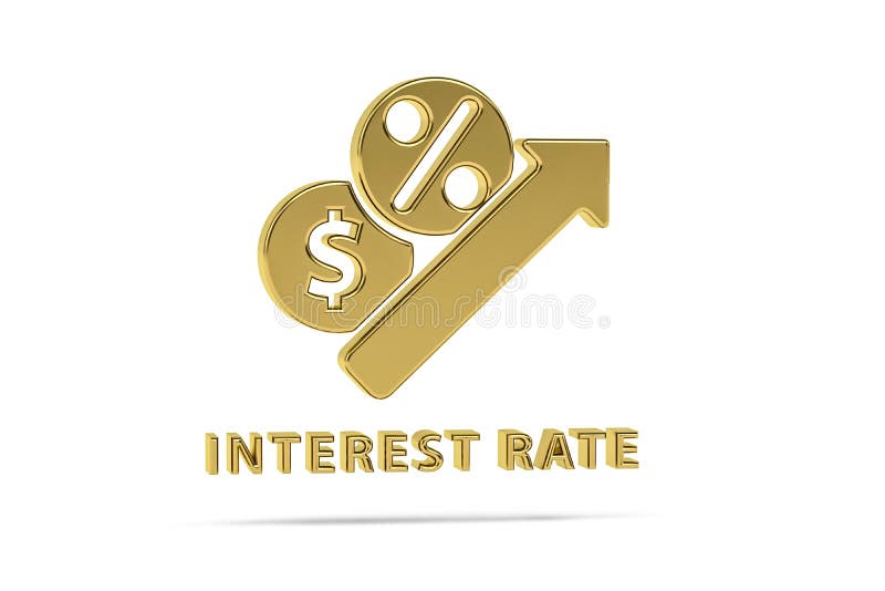 Golden 3d Interest Rate Icon Isolated on White Background Stock ...