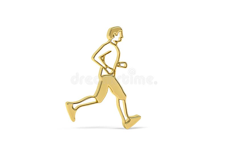 Golden 3d Jogging Icon Isolated on White Background Stock Illustration ...
