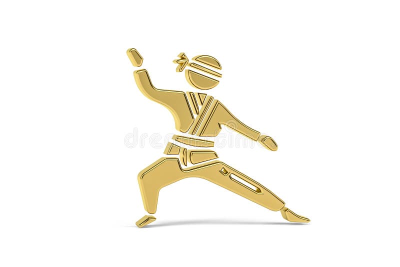 Golden 3d Judo Icon Isolated on White Background Stock Illustration ...