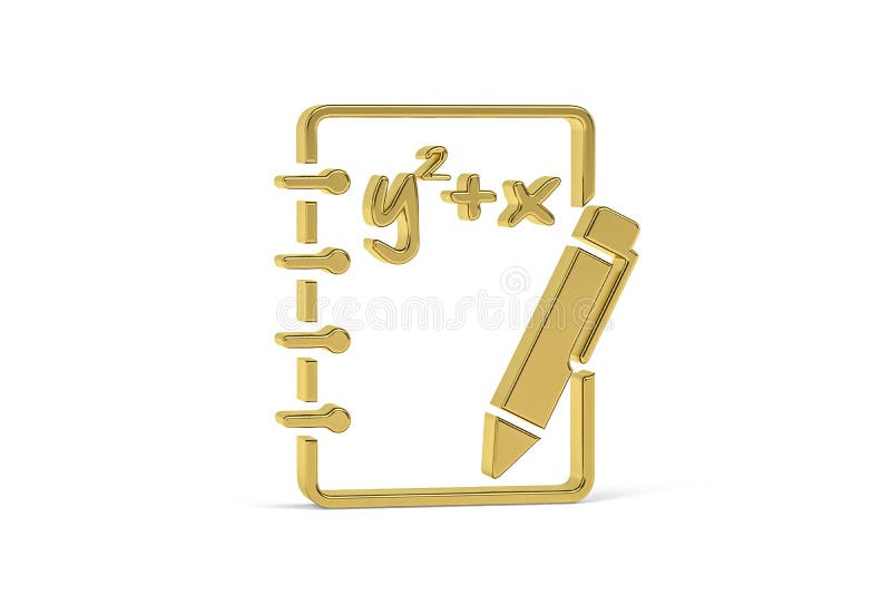 Golden 3d Math Icon Isolated on White Background Stock Illustration ...