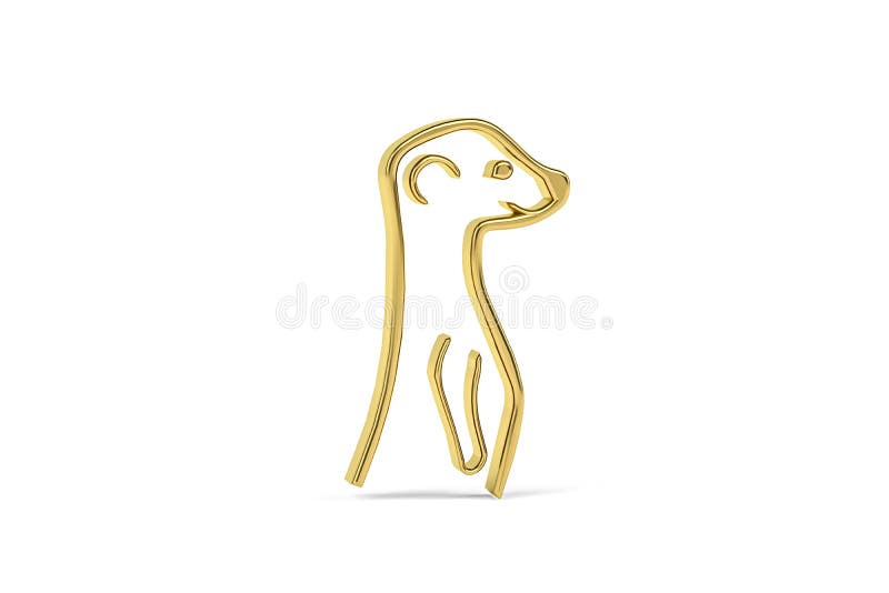 Golden 3d Meerkat Icon Isolated on White Background Stock Illustration ...