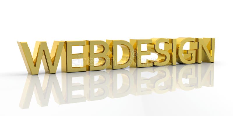 Golden 3D Metallic Webdesign Word Stock Illustration - Illustration of ...