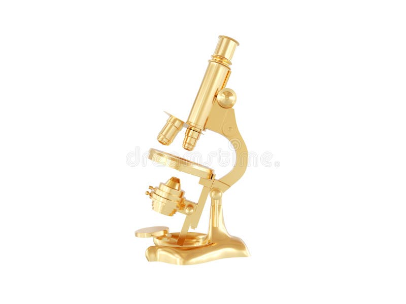 Golden 3D Microscope Isolated on White Background - 3D Render Stock ...