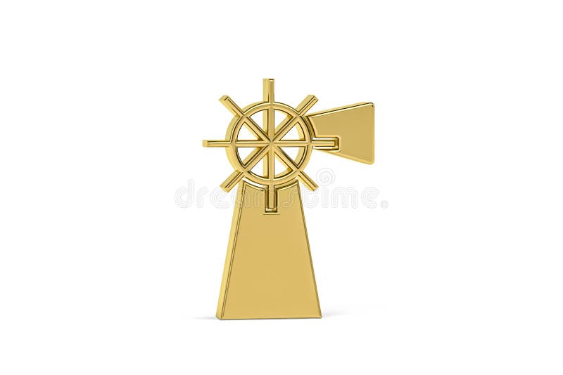 Golden 3d Mill Icon Isolated on White Background Stock Illustration ...