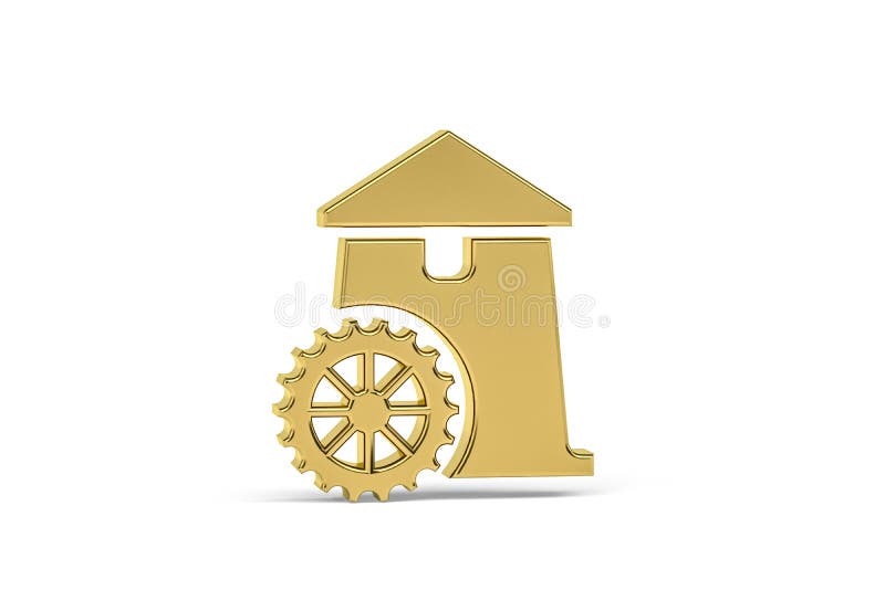 Golden 3d Mill Icon Isolated on White Background Stock Illustration ...