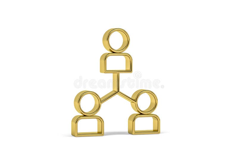 Golden 3d Network Icon Isolated on White Background Stock Illustration ...