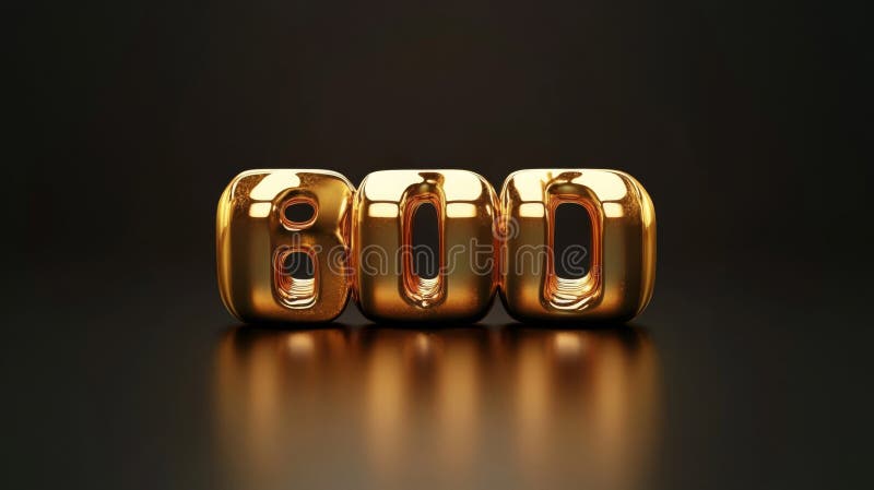 Golden 3D Number 800 on a Black Background Stock Illustration ...