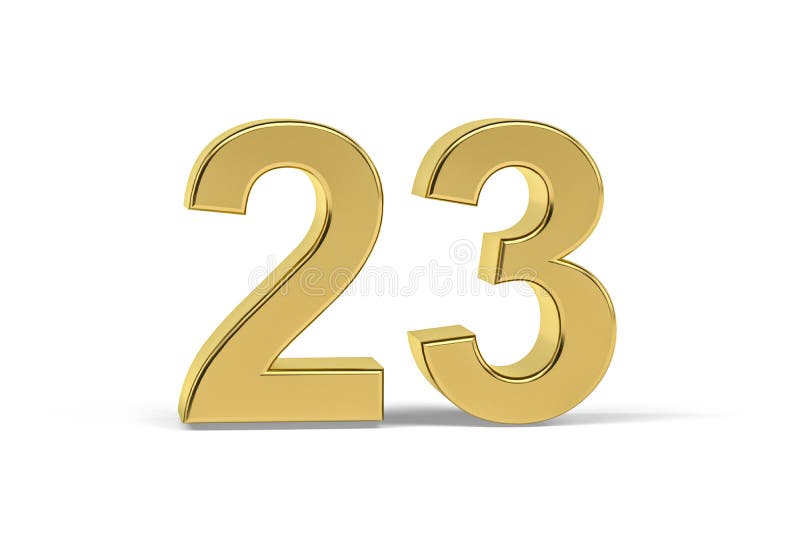 Golden 3d Number 23 Isolated on White Background Stock Illustration ...