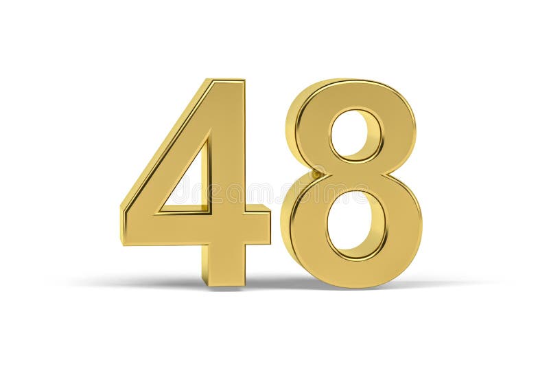 Golden 3d Number 48 Isolated on White Background Stock Illustration ...