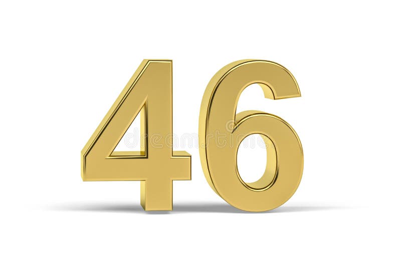 Golden 3d Number 46 Isolated on White Background Stock Illustration ...