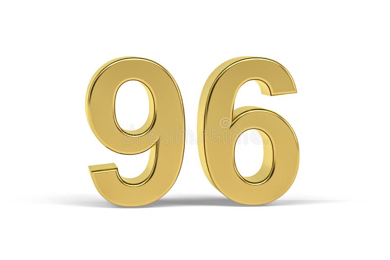 Golden 3d Number 96 Isolated on White Background Stock Illustration ...