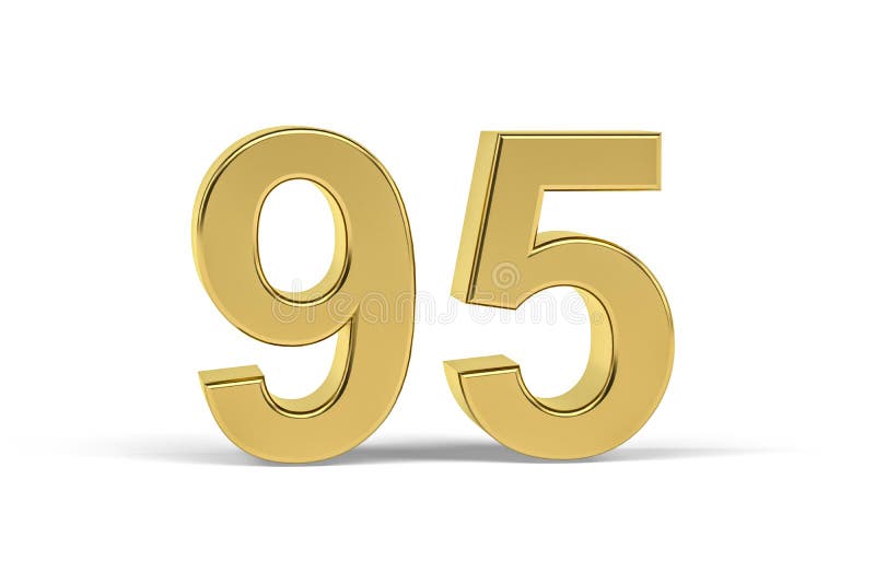 Golden 3d Number 95 Isolated on White Background Stock Illustration ...