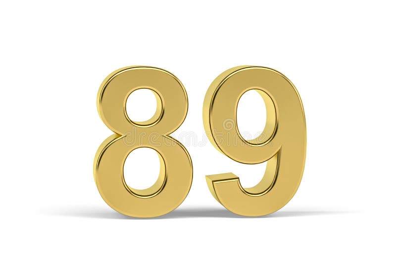 Golden 3d Number 89 Isolated on White Background Stock Illustration ...
