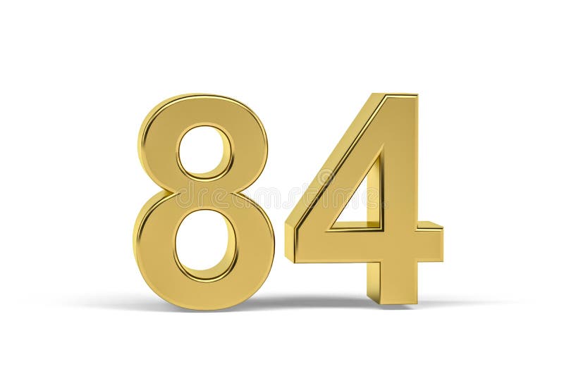 Golden 3d Number 84 Isolated on White Background Stock Illustration ...