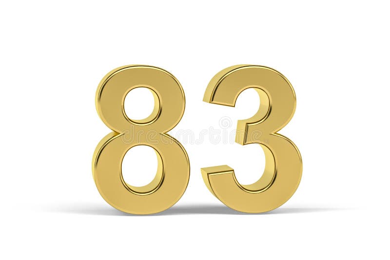 Golden 3d Number 83 Isolated on White Background Stock Illustration ...
