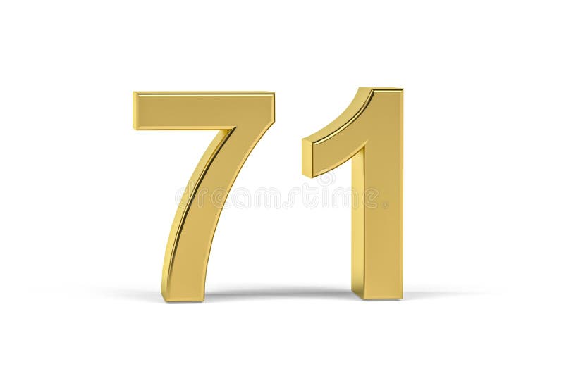 Golden 3d Number 71 Isolated on White Background Stock Illustration ...