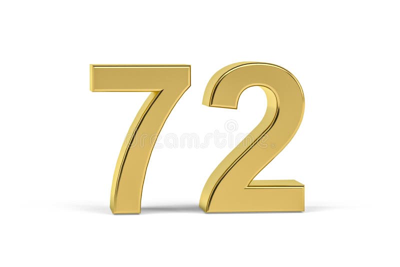 Golden 3d Number 72 Isolated on White Background Stock Illustration ...