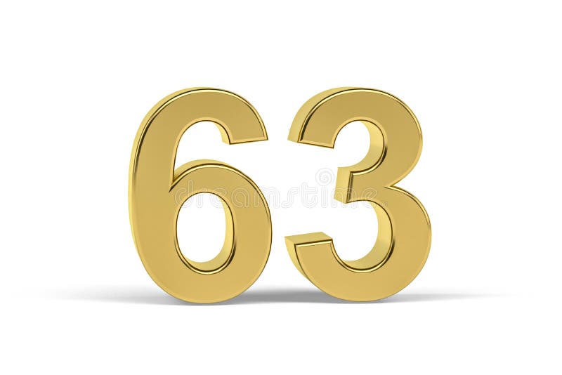 Golden 3d Number 63 Isolated on White Background Stock Illustration ...