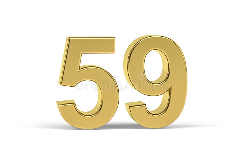Golden 3d Number 59 Isolated on White Background Stock Illustration ...