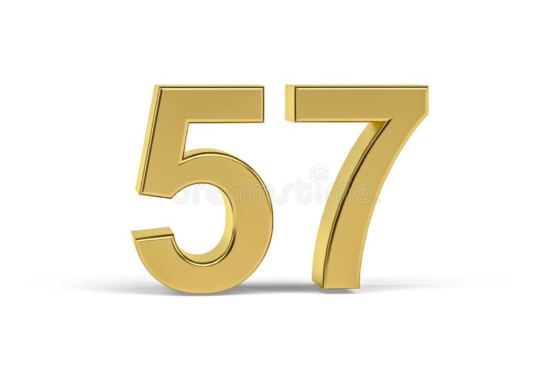 Golden 3d Number 57 Isolated on White Background Stock Illustration ...