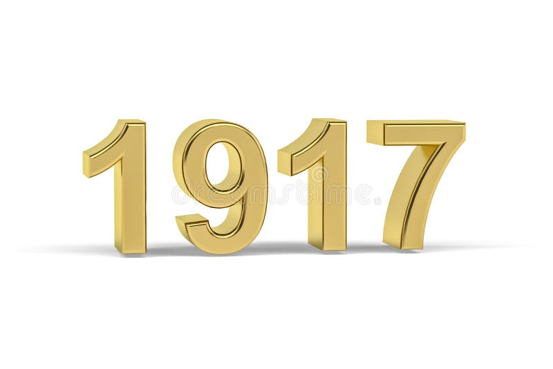 Golden 3d Number 1917 - Year 1917 Isolated on White Background Stock ...