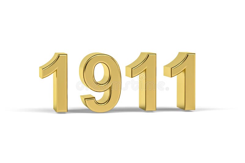 Golden 3d Number 1911 - Year 1911 Isolated on White Background Stock ...