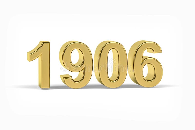 Golden 3d Number 1906 - Year 1906 Isolated on White Background Stock ...