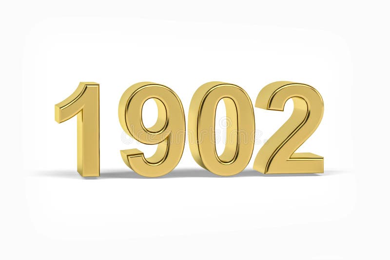Golden 3d Number 1902 - Year 1902 Isolated on White Background Stock ...