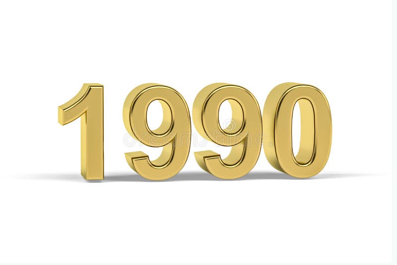 Golden 3d Number 1990 - Year 1990 Isolated on White Background Stock ...