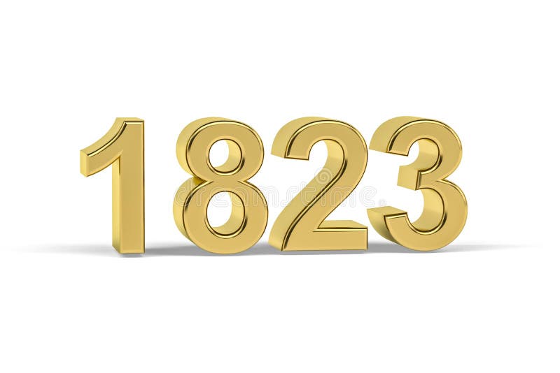 Golden 3d Number 1823 - Year 1823 Isolated on White Background Stock ...