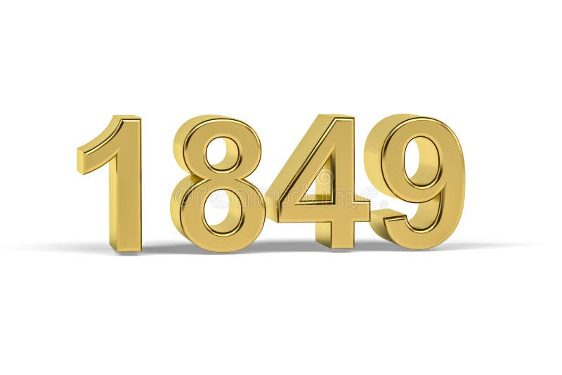 Golden 3d Number 1849 - Year 1849 Isolated on White Background Stock ...