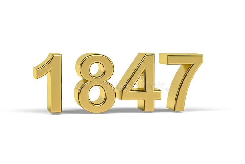 Golden 3d Number 1847 - Year 1847 Isolated on White Background Stock ...