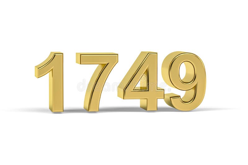 Golden 3d Number 1749 - Year 1749 Isolated on White Background Stock ...