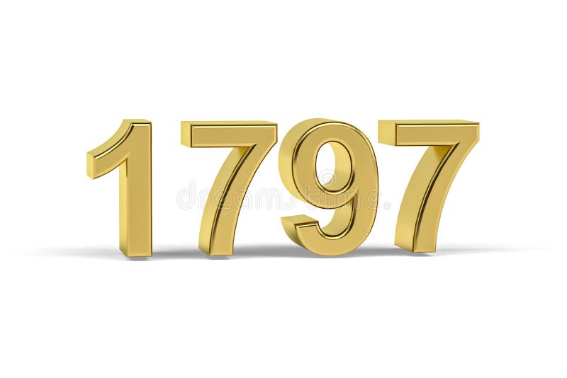 Golden 3d Number 1797 - Year 1797 Isolated on White Background Stock ...