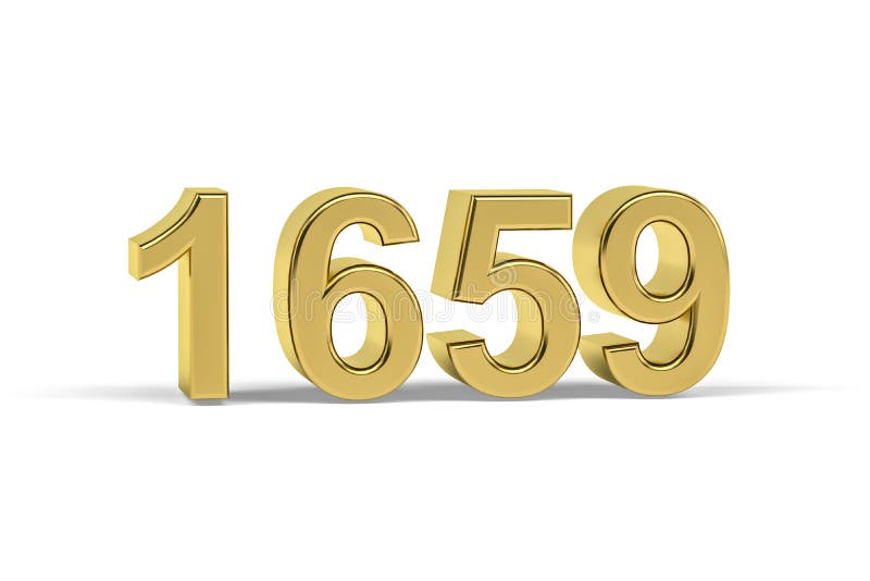 Golden 3d Number 1659 - Year 1659 Isolated on White Background Stock ...