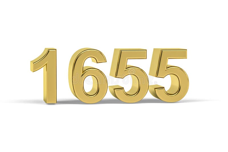 Golden 3d Number 1655 - Year 1655 Isolated on White Background - Stock ...