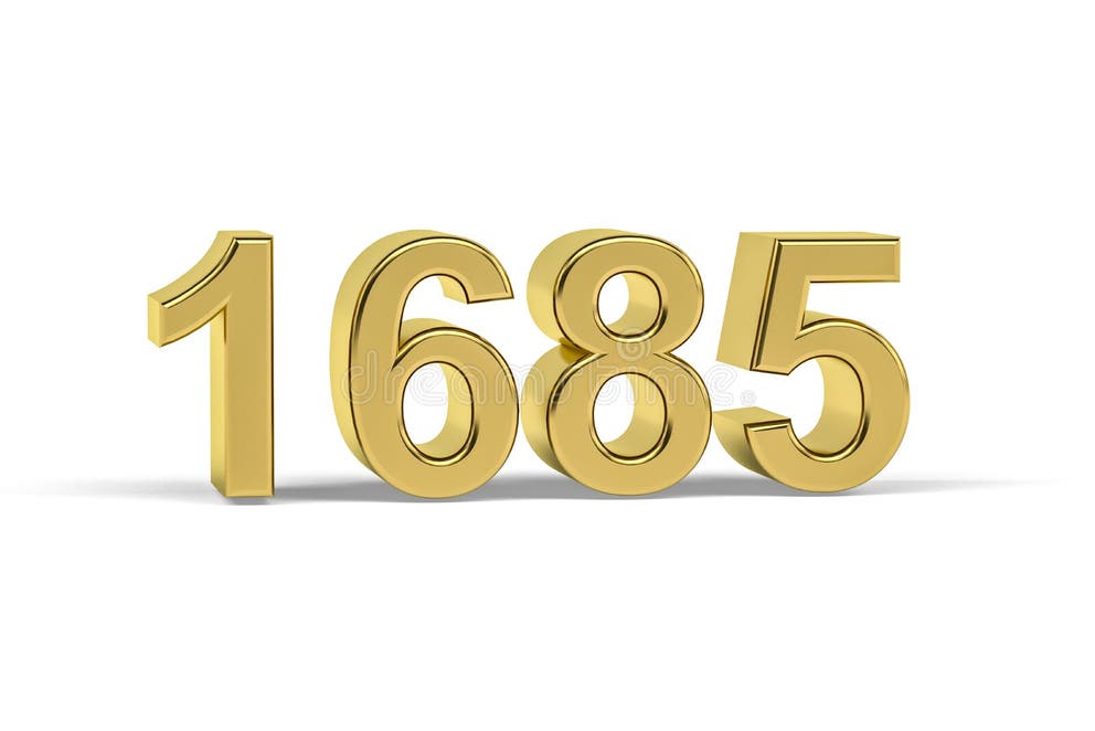 Golden 3d Number 1685 - Year 1685 Isolated on White Background Stock ...