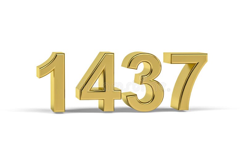 Golden 3d Number 1437 - Year 1437 Isolated on White Background Stock ...
