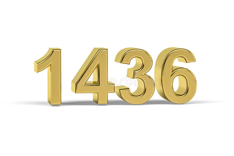 Golden 3d Number 1436 - Year 1436 Isolated on White Background Stock ...