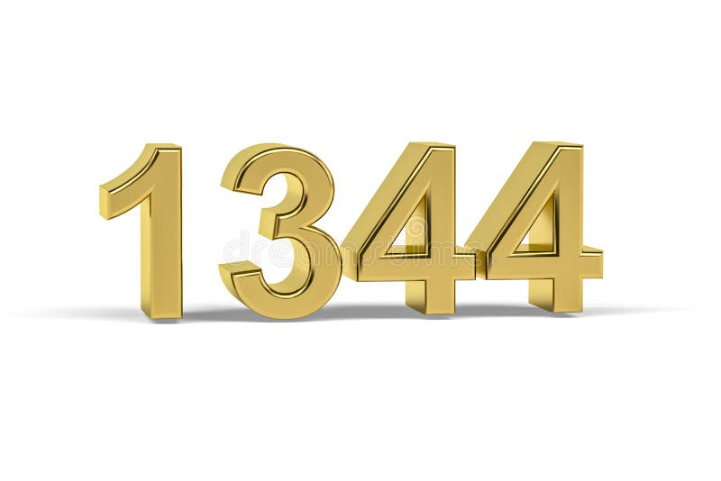 Golden 3d Number 1344 - Year 1344 Isolated on White Background Stock ...