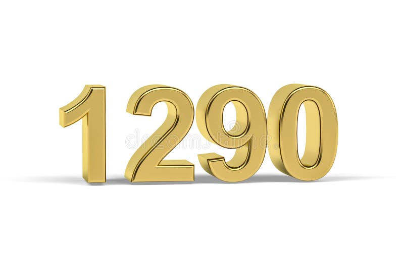 Golden 3d Number 1290 - Year 1290 Isolated on White Background Stock ...