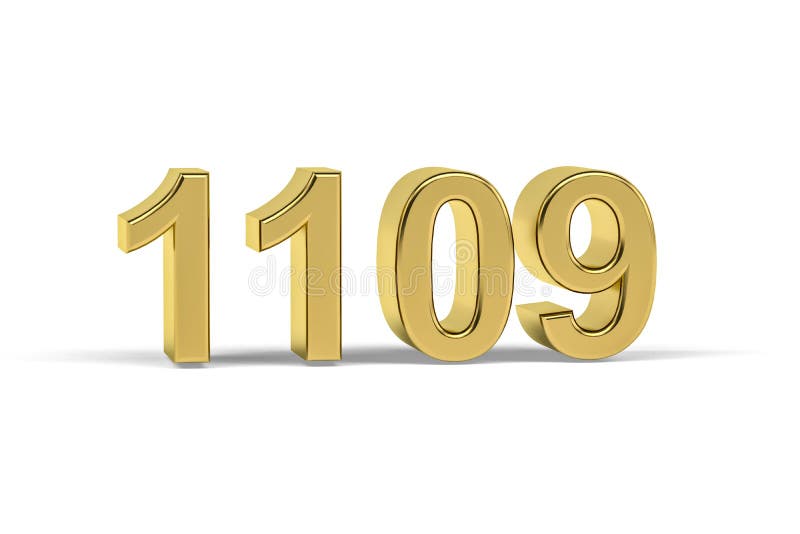 Golden 3d Number 1109 - Year 1109 Isolated on White Background Stock ...