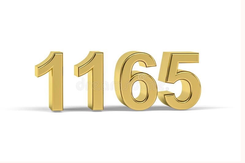 Golden 3d Number 1165 - Year 1165 Isolated on White Background Stock ...