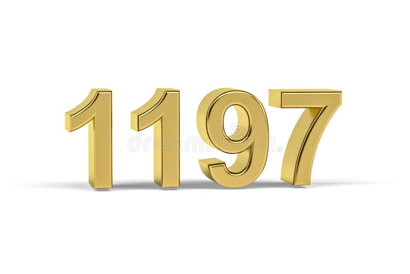 Golden 3d Number 1197 - Year 1197 Isolated on White Background Stock ...