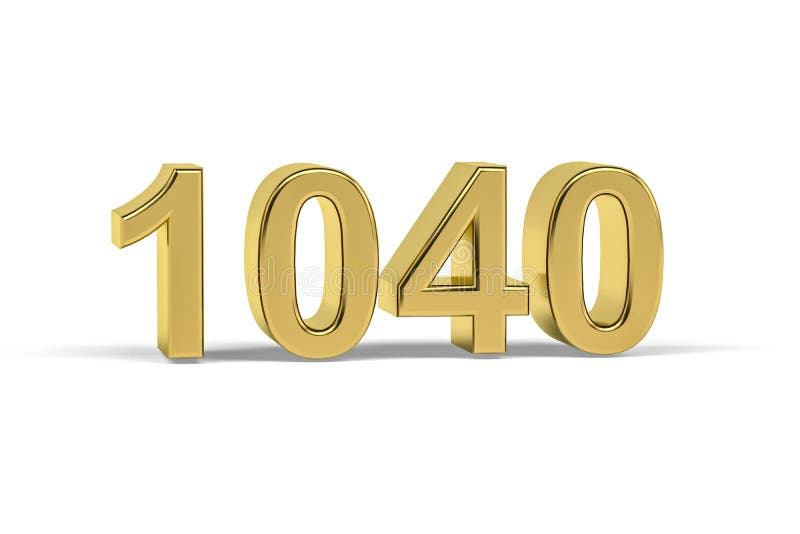 Golden 3d Number 1040 - Year 1040 Isolated on White Background Stock ...