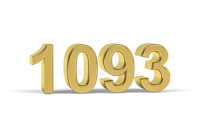 Golden 3d Number 1093 - Year 1093 Isolated on White Background Stock ...